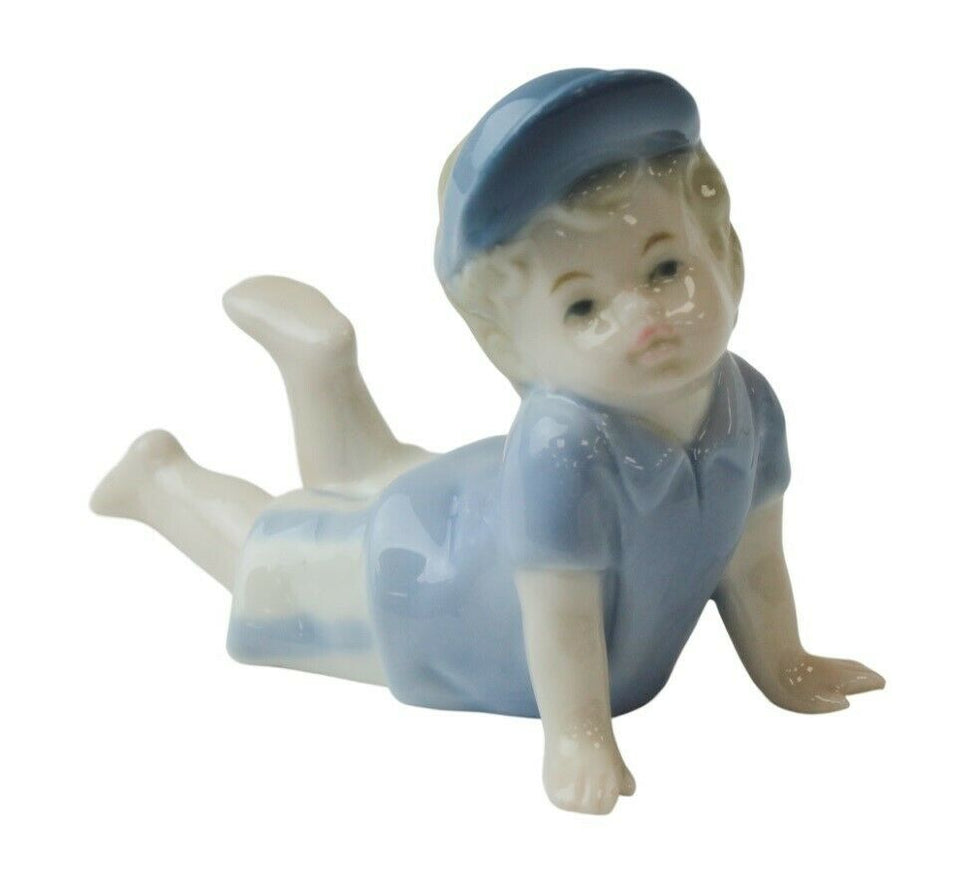 Little Boy Figurine - Small Young Child Decorative Porcelain Shelf Orn ...