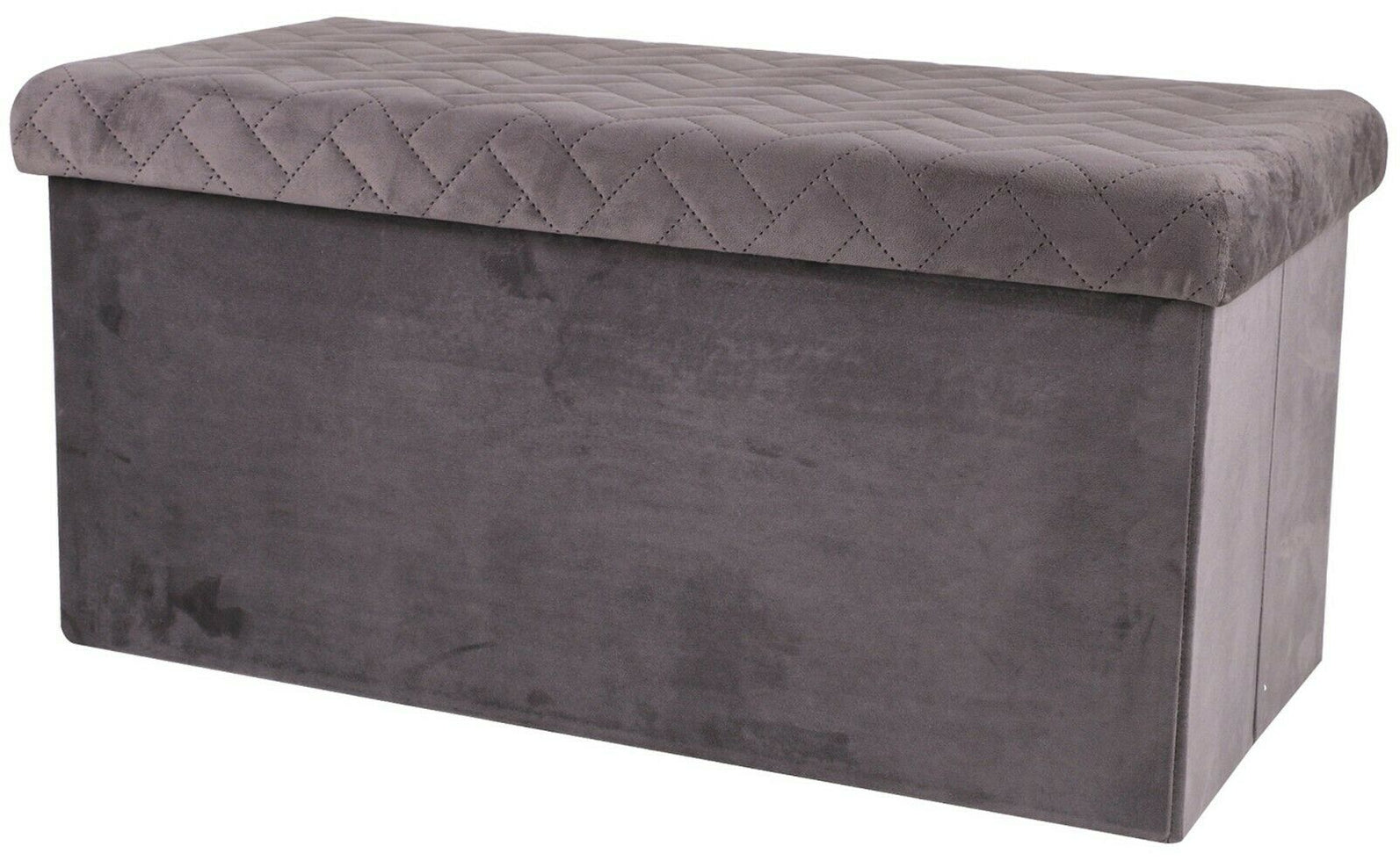 Ottoman Large Pouffe Storage Box & Seat up to 120kg Velvet Grey ...