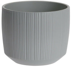 Stoneware Rippled Flower Pot 14cm Light Grey Plant Pot Planter ...