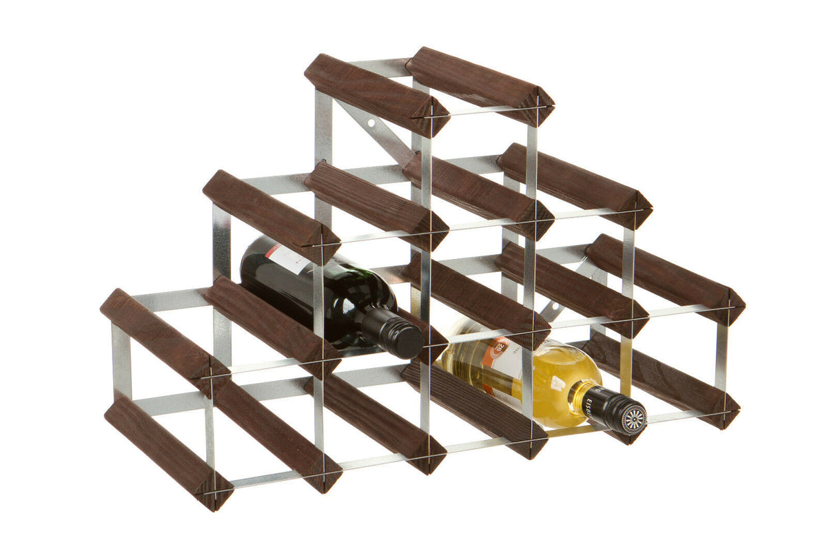 RTA 14 Bottle Traditional Pyramid Wooden Wine Rack Dark / Natural / Bl ...