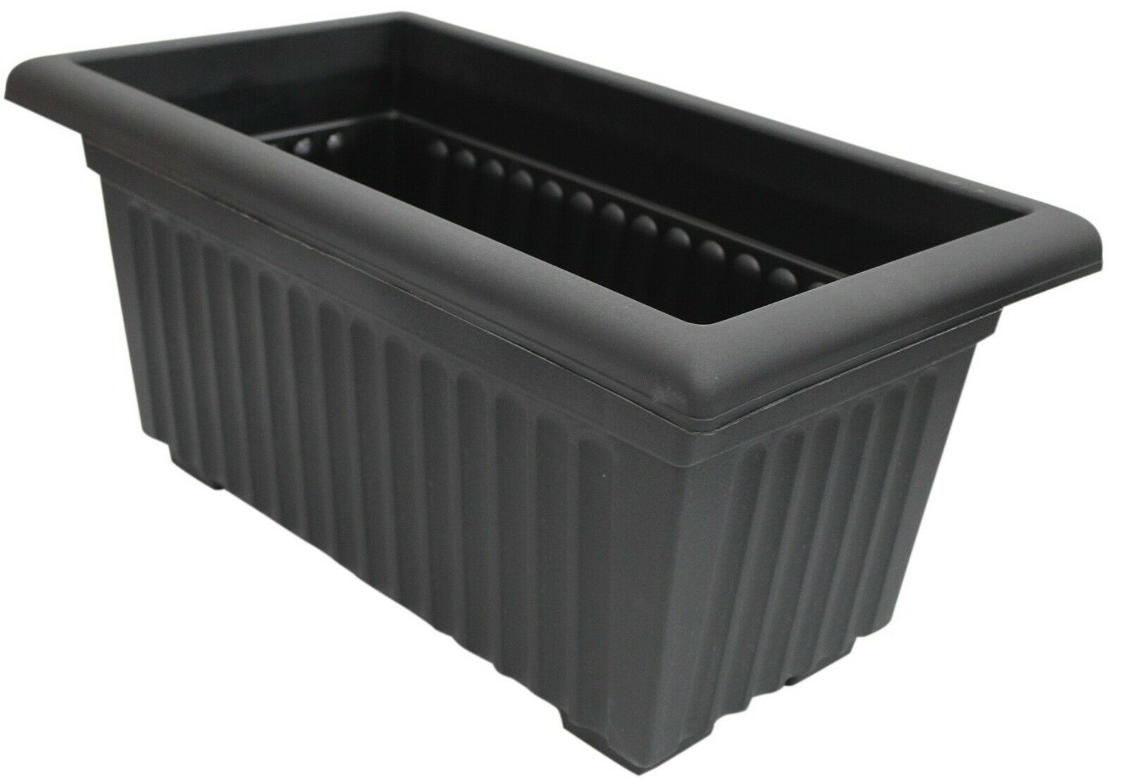 Thumbsup 53cm Long Plastic Rectangle Trough Planter, Black Raised Flow ...