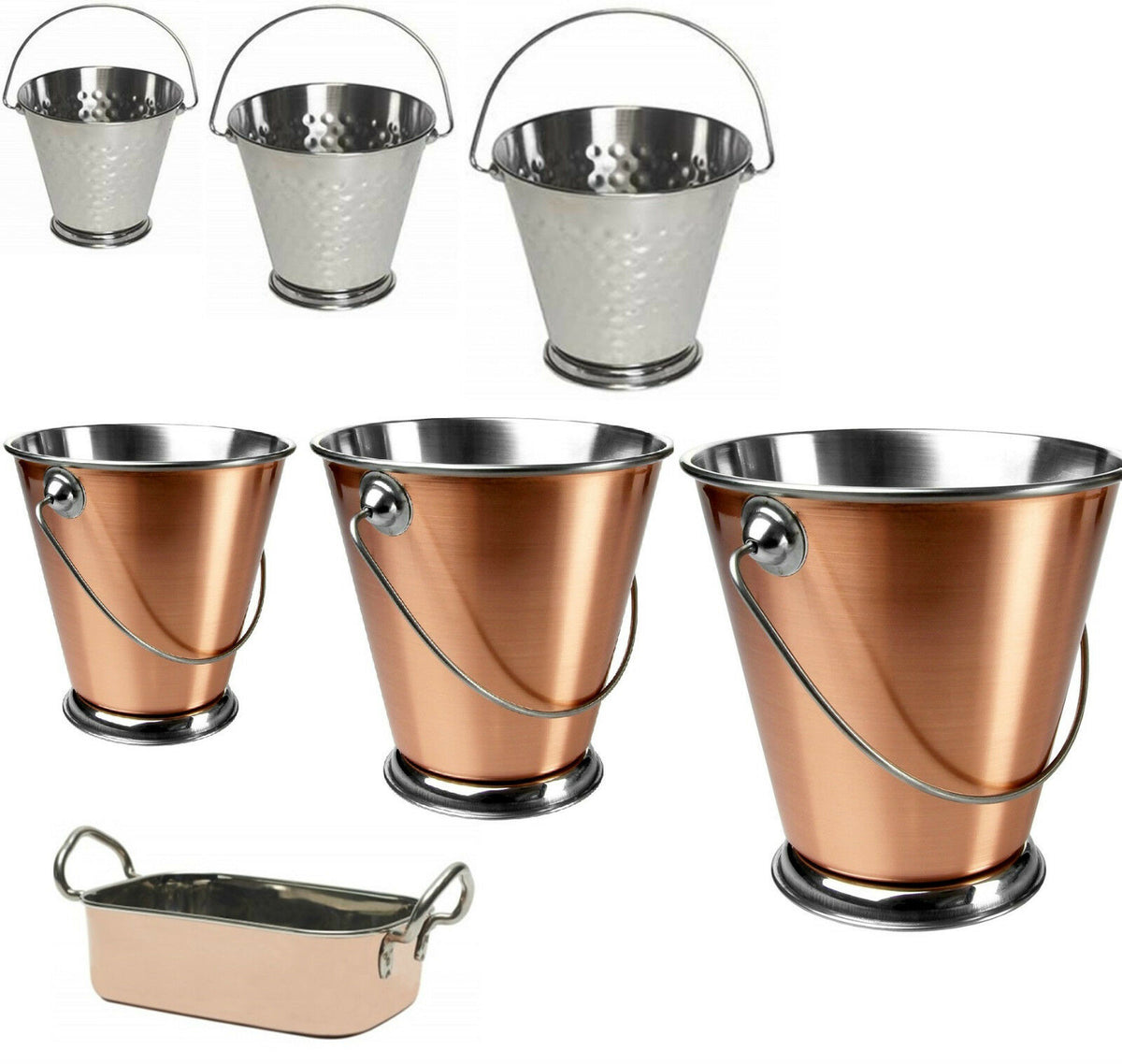 Stainless Steel & Copper Presentation Centerpiece Buckets & Mini Roast ...