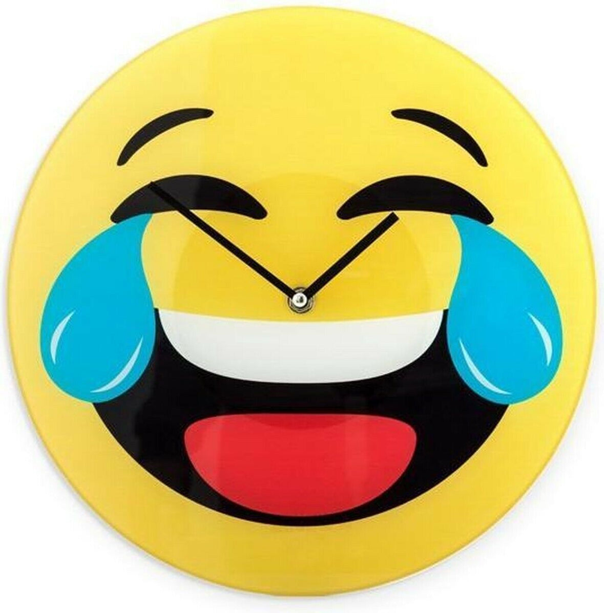 30cm Glass Smiley Face Clock Cool Emoticon Wall Clock Laughing Emoji ...