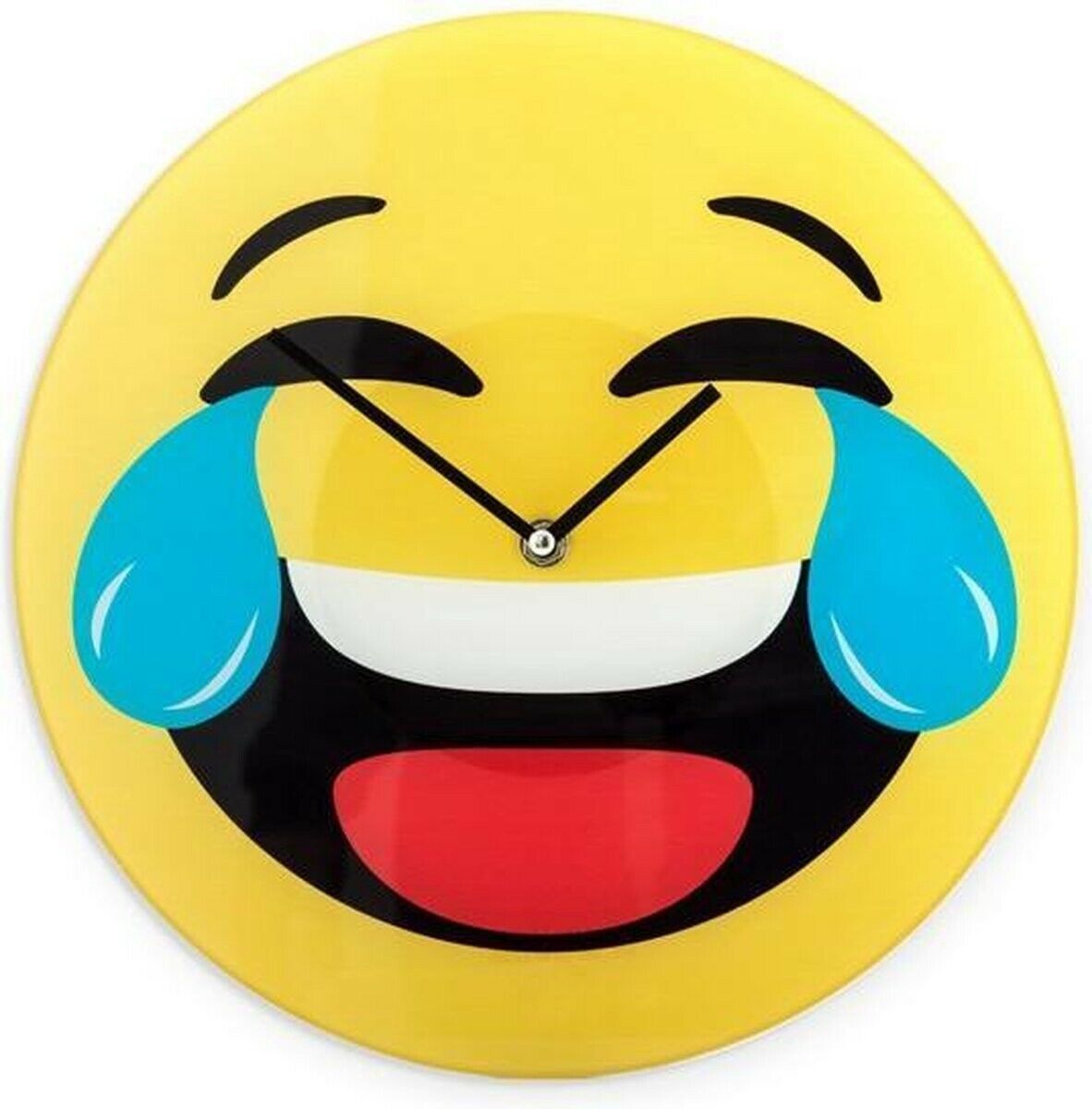 30cm Glass Smiley Face Clock Cool Emoticon Wall Clock Laughing Emoji ...
