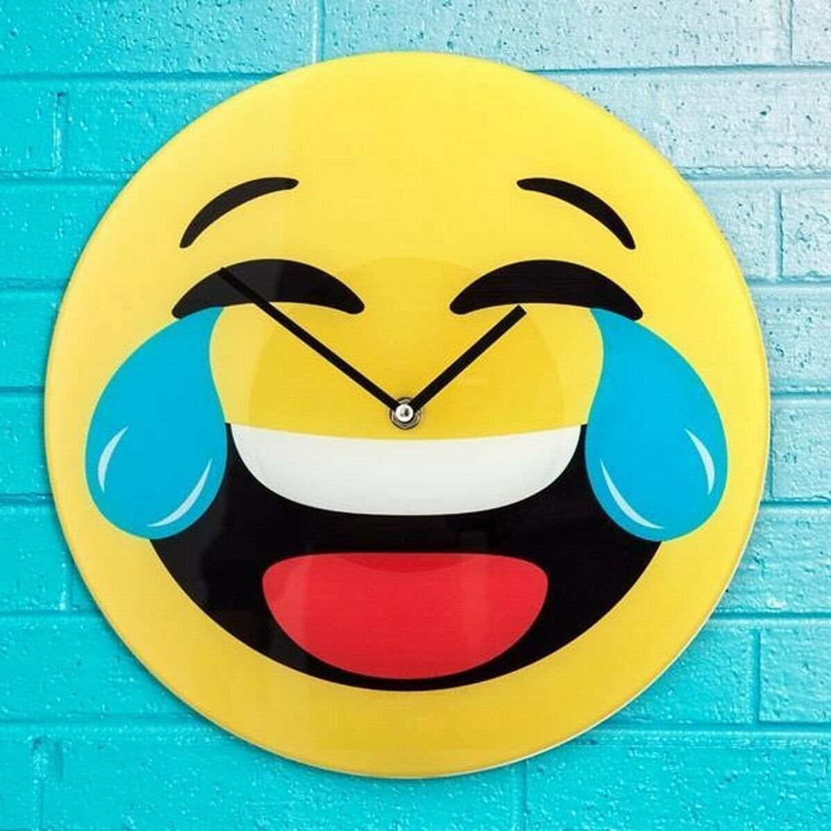 30cm Glass Smiley Face Clock Cool Emoticon Wall Clock Laughing Emoji ...