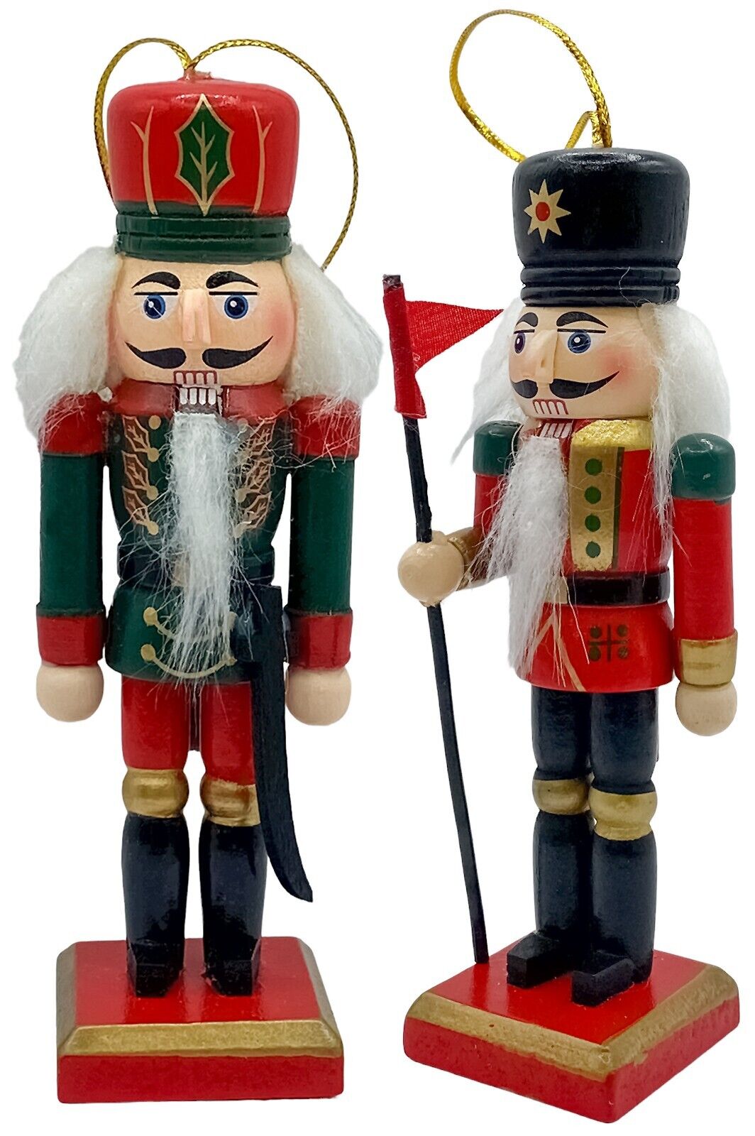 Rammento Set of 2 12cm Nutcracker Soldier Tree Ornaments Wooden Christ ...