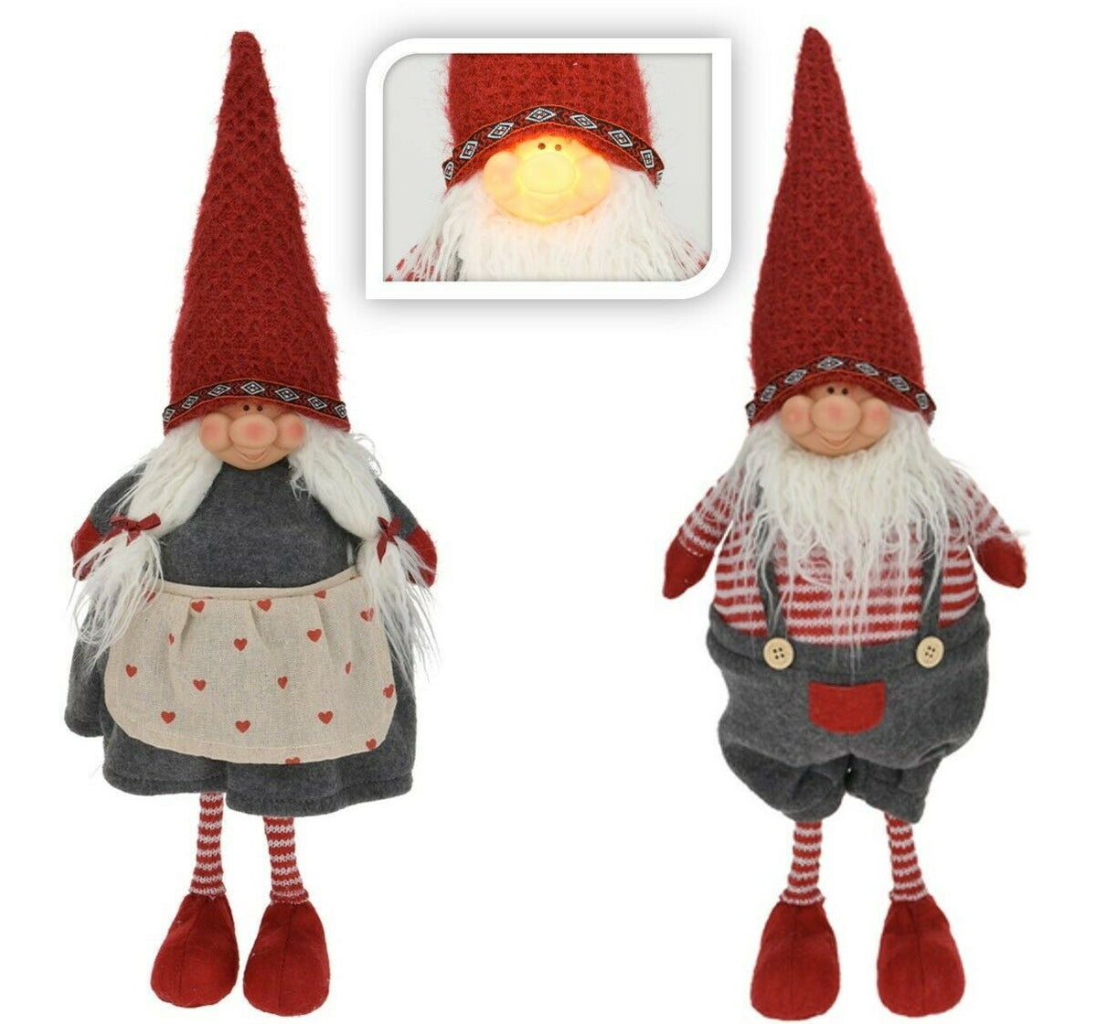 Traditional Christmas Gonk - LED Lightup Face Xmas Doll Ornament Decor ...