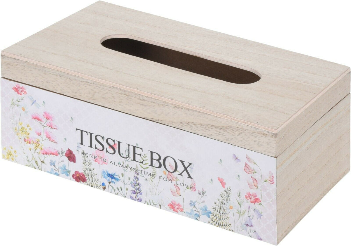 MDF Wood Tissue Box in Floral Colour With Swing lid — Cheerful Bargains Ltd