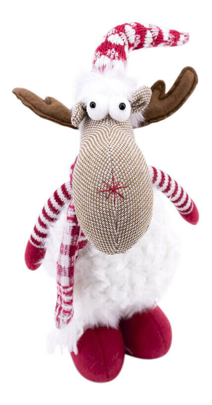 Christmas Festive Reindeer - Fluffy Teddy Traditional Colours Weighted ...