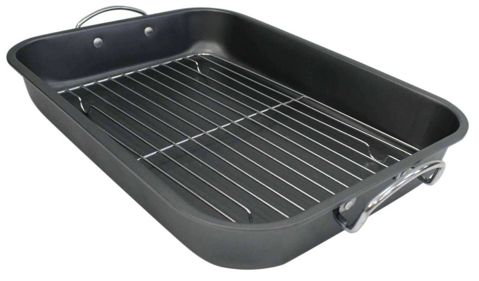 39cm Roast & Rack Non Stick Metal Roasting Tray For Meats Roast Chicke ...